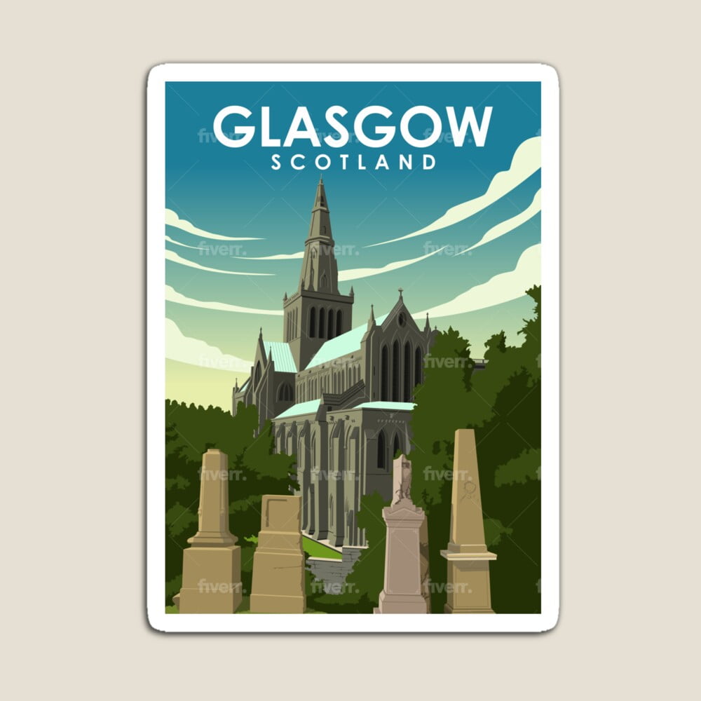 Kira Sticker With Glasgow Scotland Castle Vintage Minimal Retro Travel ...