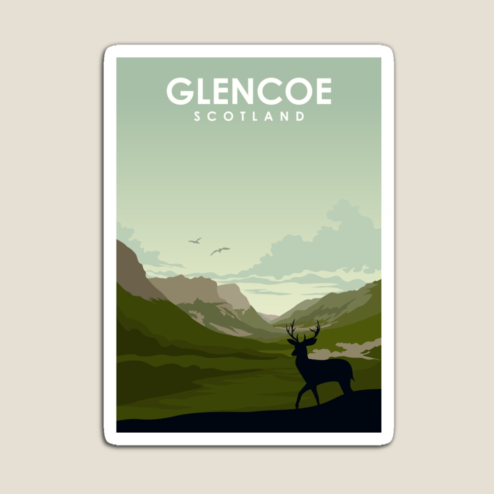 Kira Sticker With Glencoe Scotland Nature Reserve Vintage Travel Poster ...