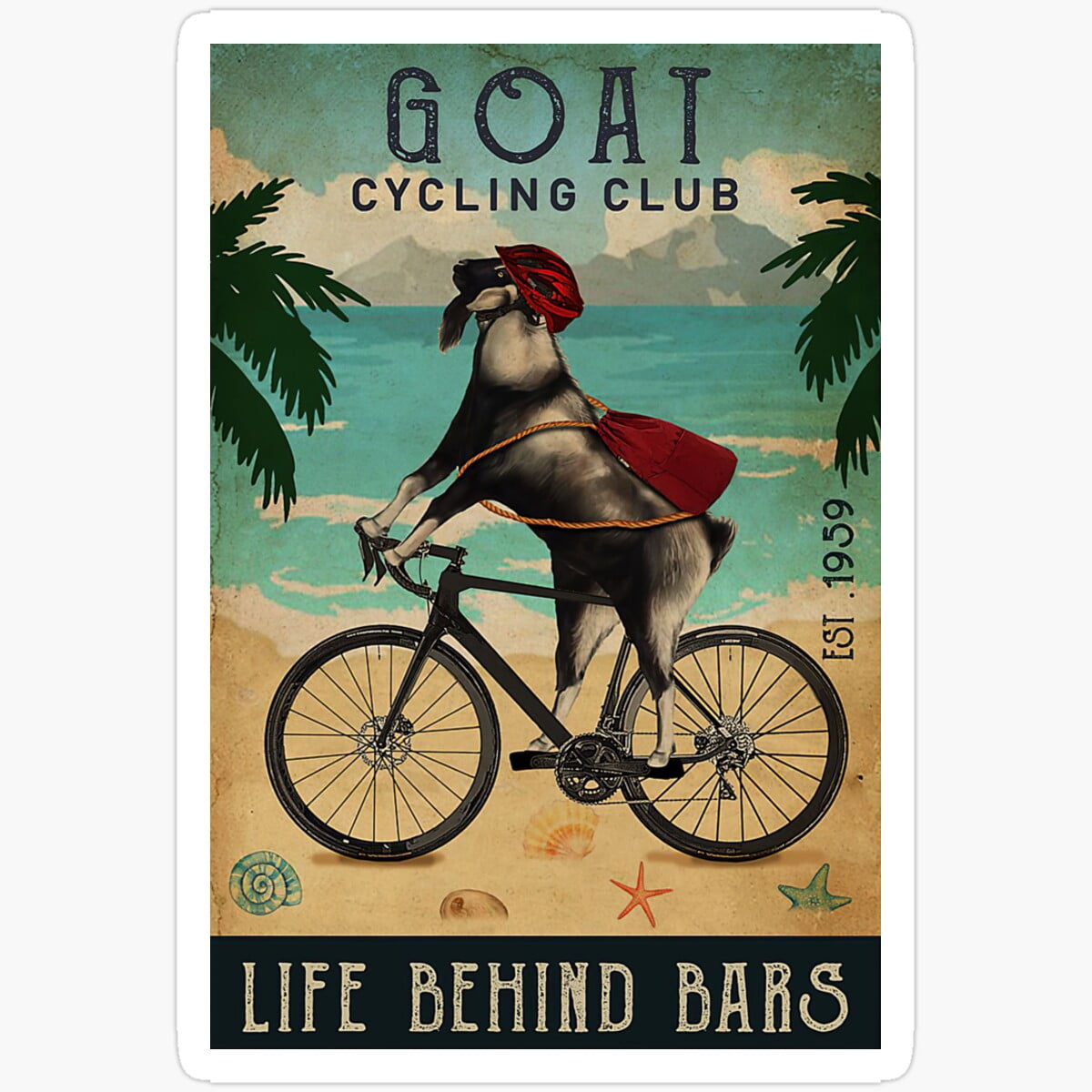 Kira Sticker - Goat Cycling Club Life Behind Bar Glossy Sticker, Funny ...