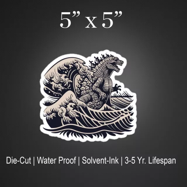 Kira Sticker With Godzilla Great Wave Godzilla Vinyl Car Bumper ...