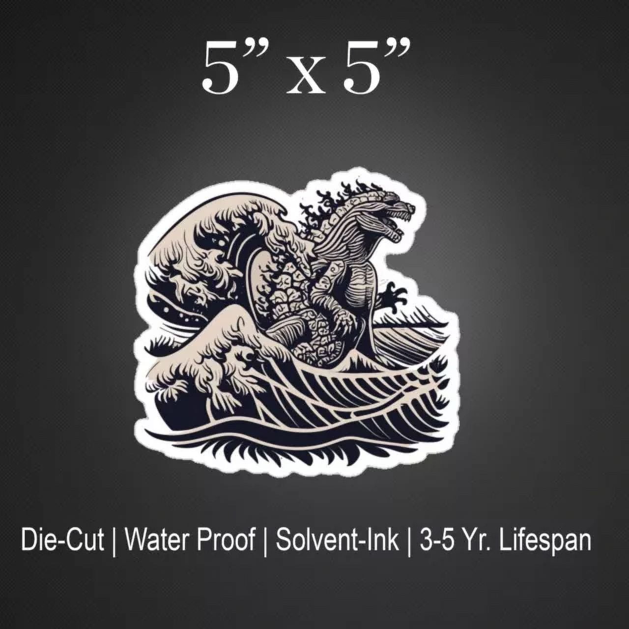 Kira Sticker With Godzilla Great Wave Godzilla Vinyl Car Bumper ...