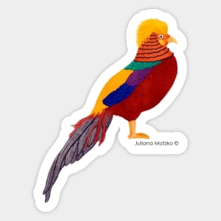 Kira Sticker With Golden Pheasant Bird Realistic Illustration ...