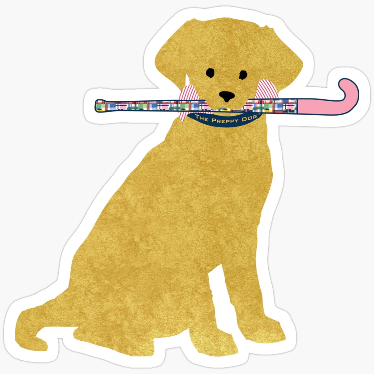 Kira Sticker - Golden Retriever Preppy Madras Field Hockey Dog Sticker ...