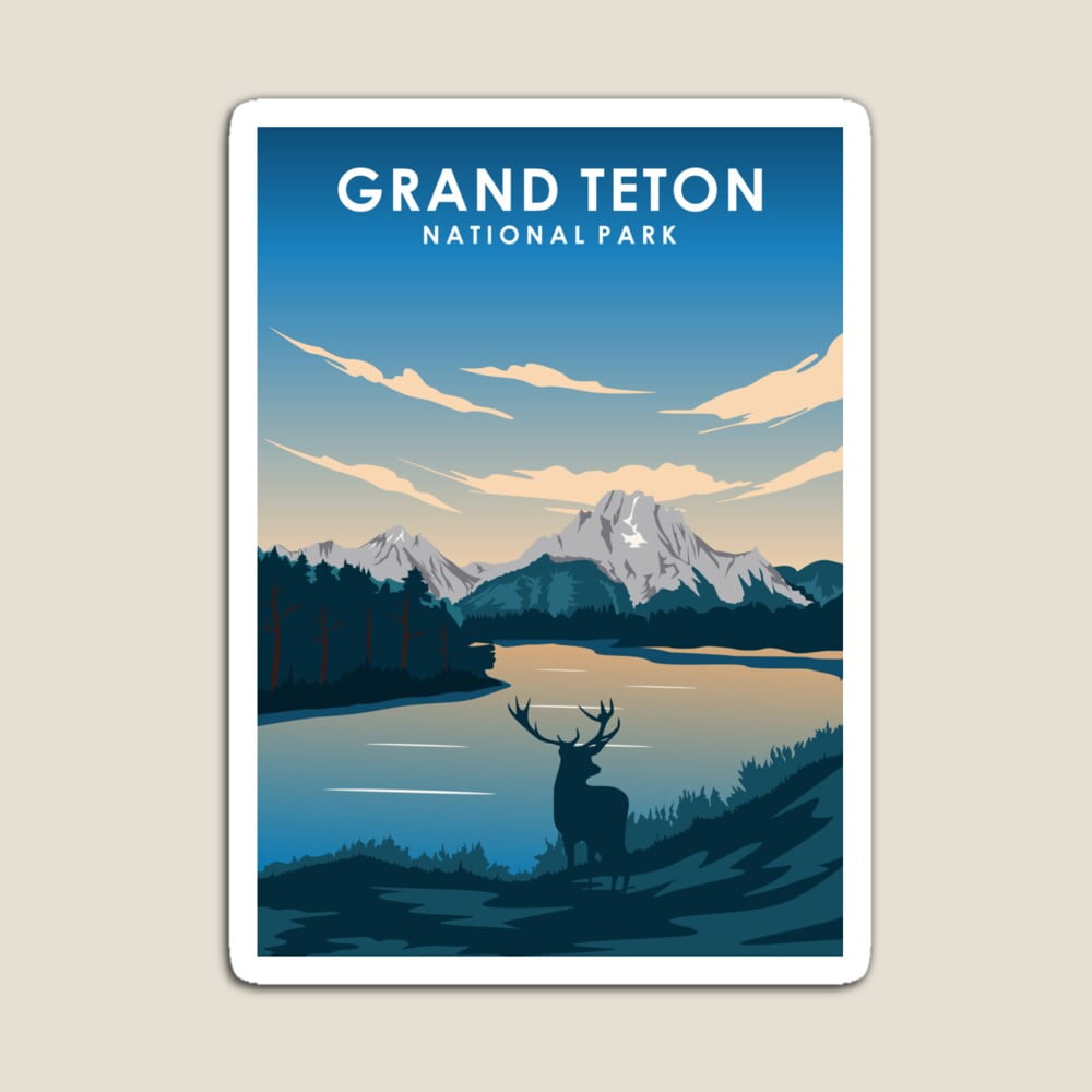 Kira Sticker With Grand Teton National Park Vintage Minimal Travel ...