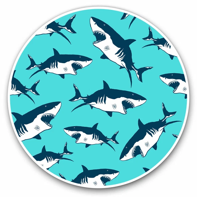 Kira Sticker With Great White Shark Sharks Ocean Pattern Cool Gift ...