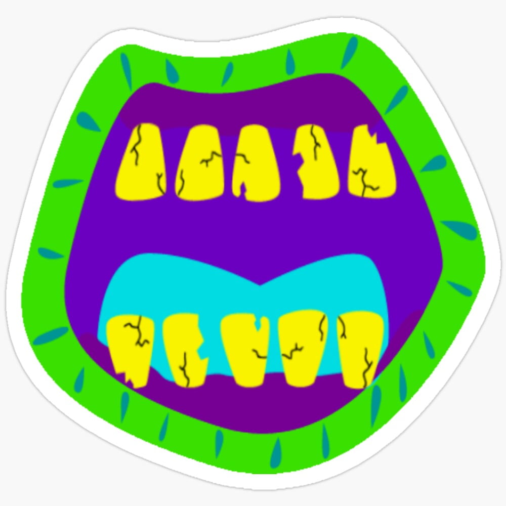 Kira Sticker With Green Halloween Smile - Mouth Full Of Th Decorative ...