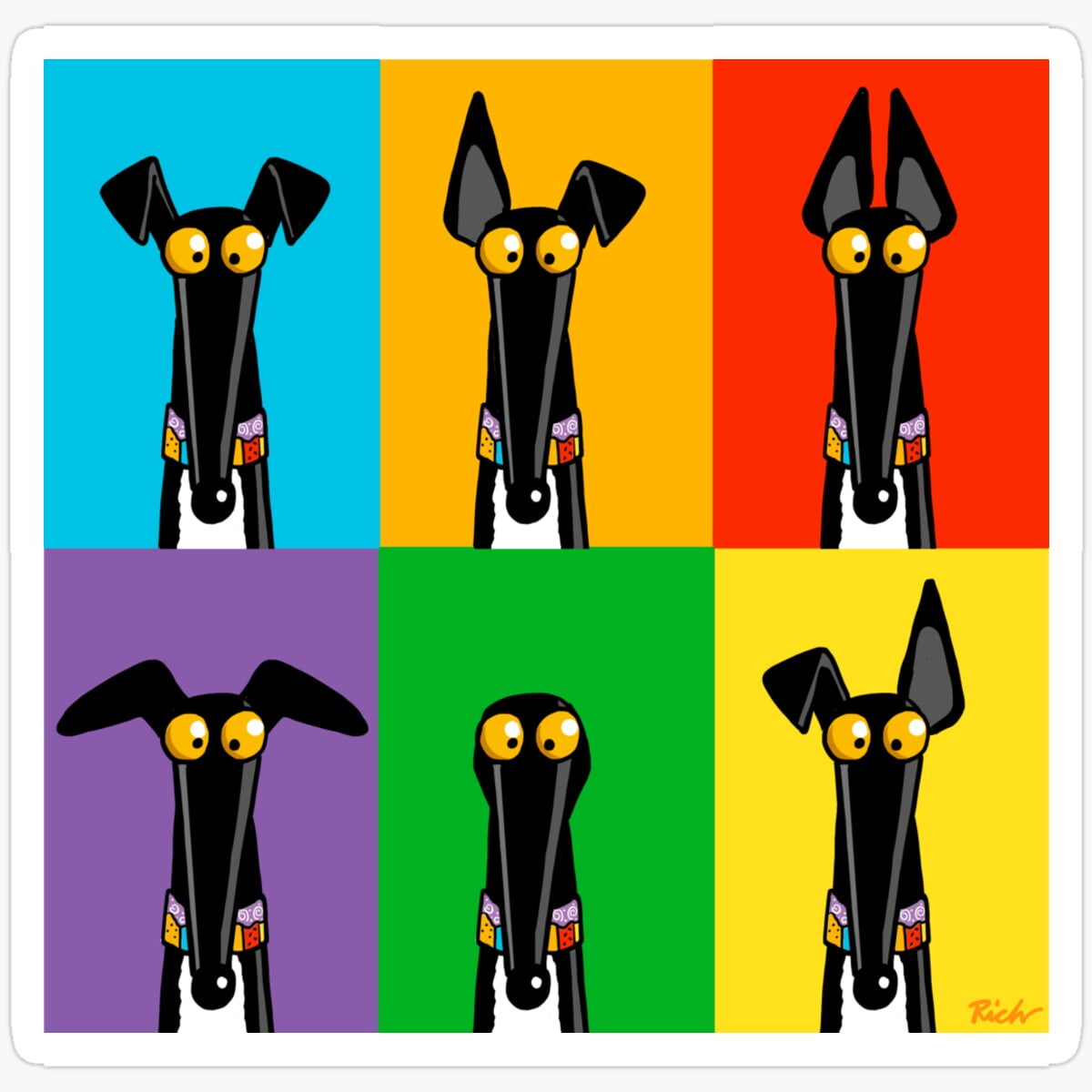 Kira Sticker - Greyhound Semaphore Sticker, Funny Waterproof Decal For ...