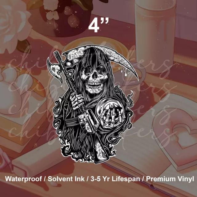 Kira Sticker With Grim Reaper Skull Goth Death Ghost Bumper Vinyl Decal ...