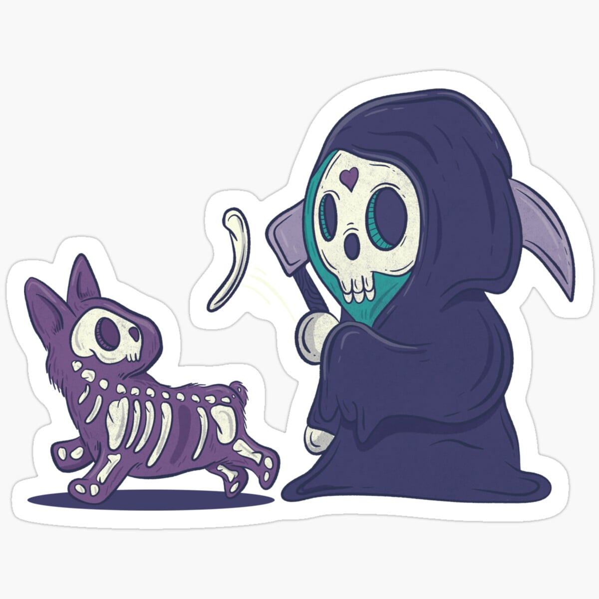 Kira Sticker - Grim Throws A Dog A Bone Sticker, Funny Waterproof Decal ...