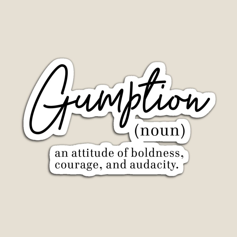 Kira Sticker With Gumption Definition - Word Nerd - Minimalist Black ...