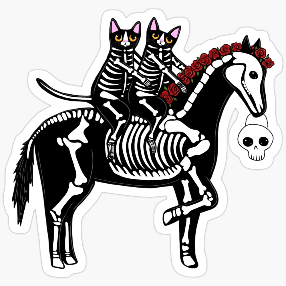 Kira Sticker - Halloween Skellie Cats And Horse - Phone Stickers, Waterproof Decals Water ...