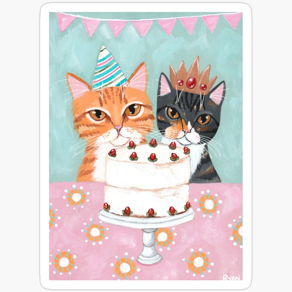 Kira Sticker - Happy Birthday Cats - Phone Stickers, Waterproof Decals ...