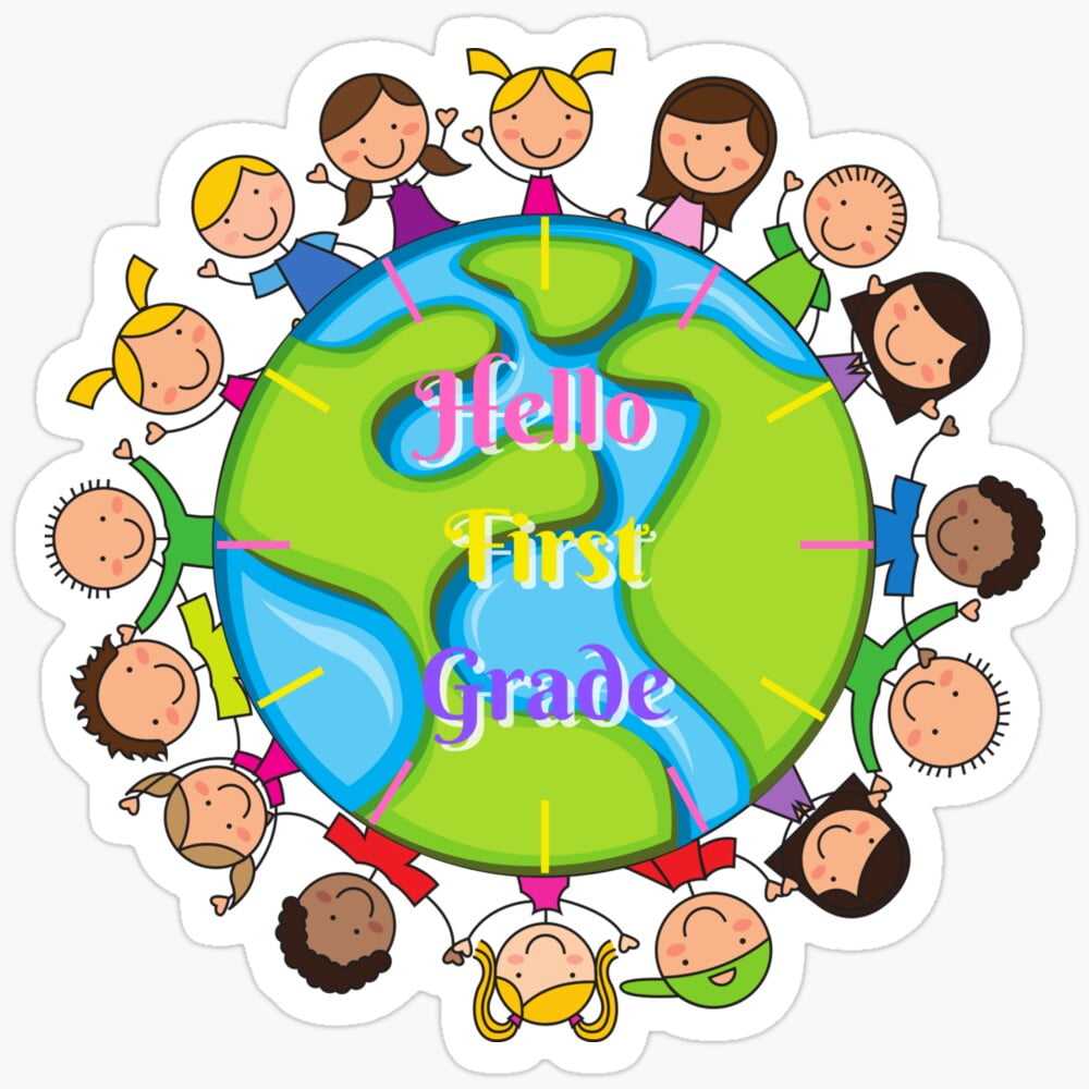 Kira Sticker With Hello First Grade World - Kids Back To School ...