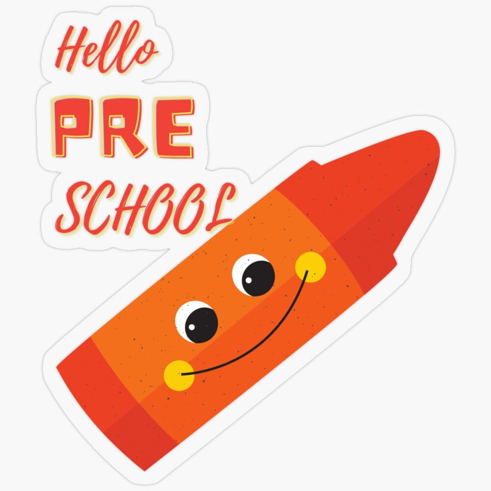 Kira Sticker With Hello Preschool Crayons - Kids Back To School ...