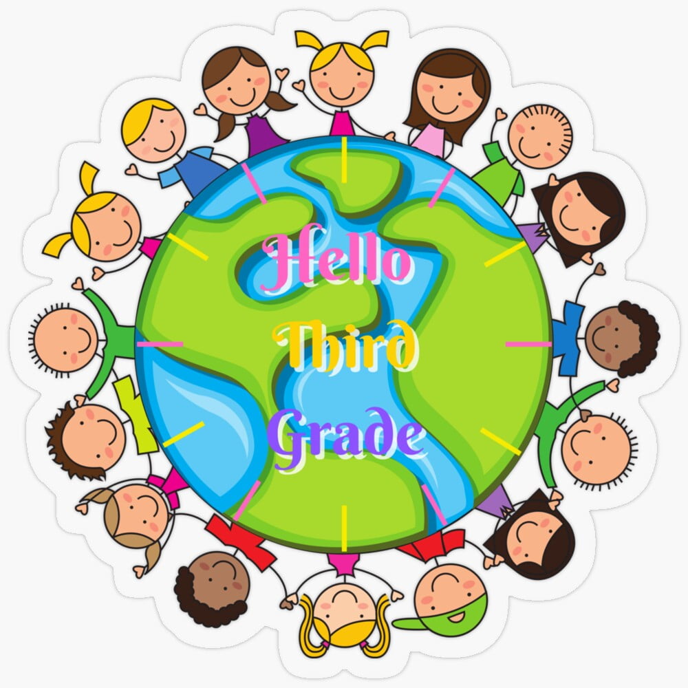 Kira Sticker With Hello Third Grade World - Kids Back To School ...