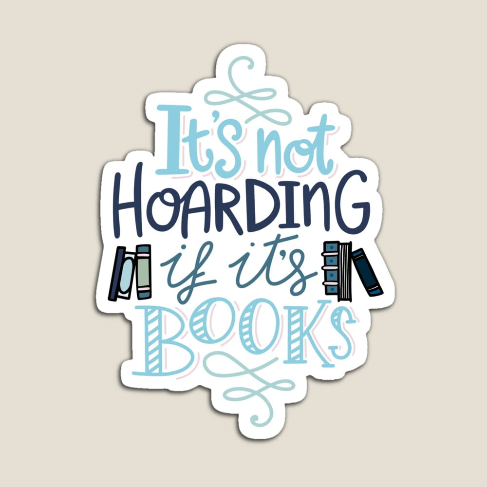 Kira Sticker With Hoarding Books Blue - Book Nerd Sticker Decorative ...