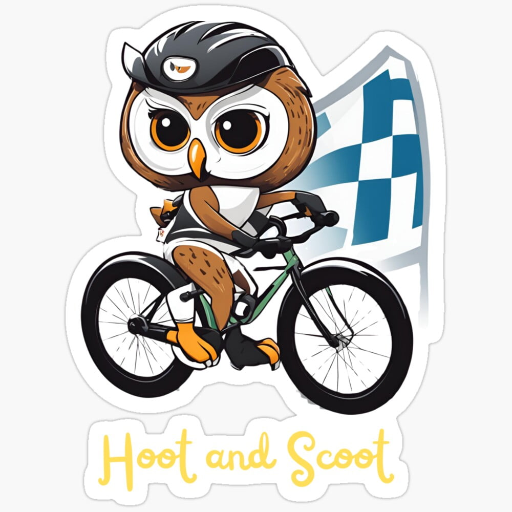 Kira Sticker - Hoot And Scoot Cycling Racer Owl Gift For You - Phone ...