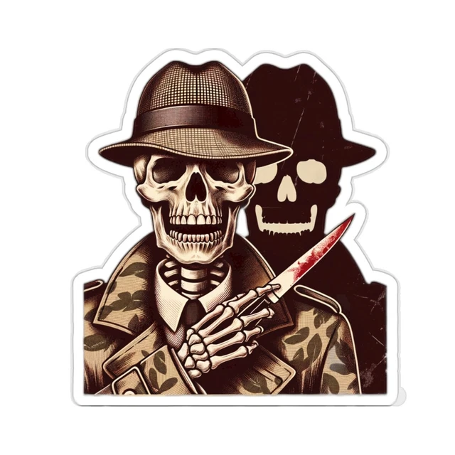 Kira Sticker With Horror Sticker Skeleton Detective Mystery Crime Skull ...