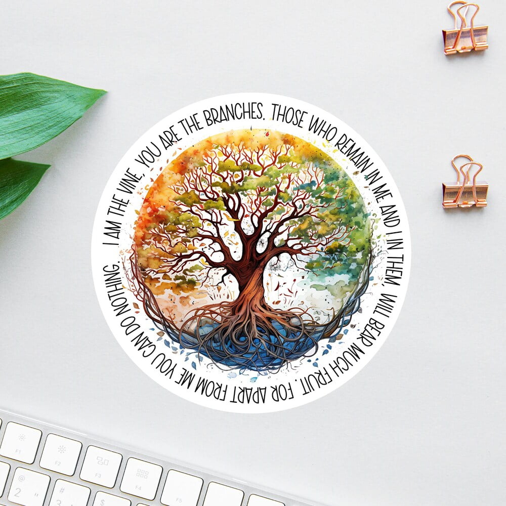 Kira Sticker - I Am The Vine, Jesusaves, Rainbow Tree Of Life ...