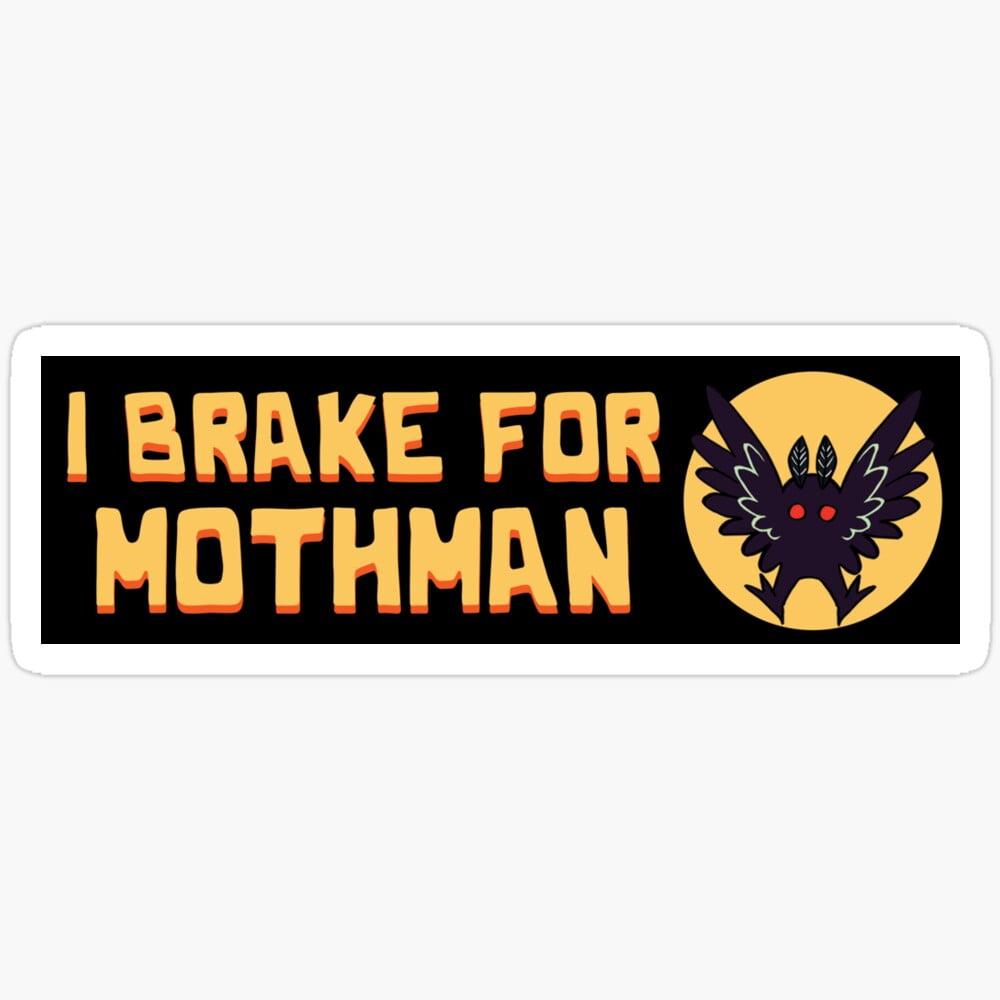 Kira Sticker With I Brake For Mothman Cryptids Cute Bumper Decorative ...