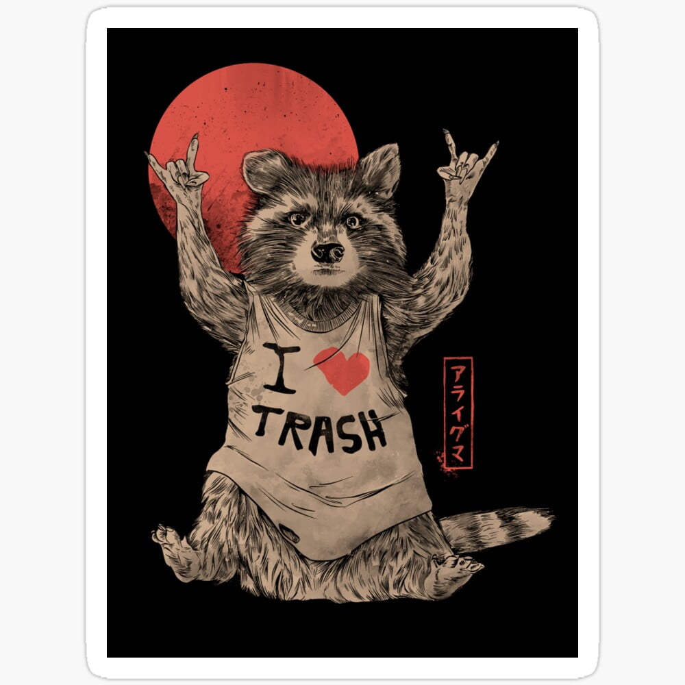 Kira Sticker With I Love Trash - Rock N Roll Trash Panda Decorative ...