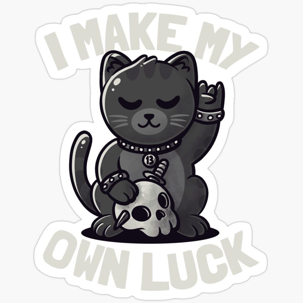 Kira Sticker With I Make My Own Luck Cute Evil Beckoning Cat Gift ...