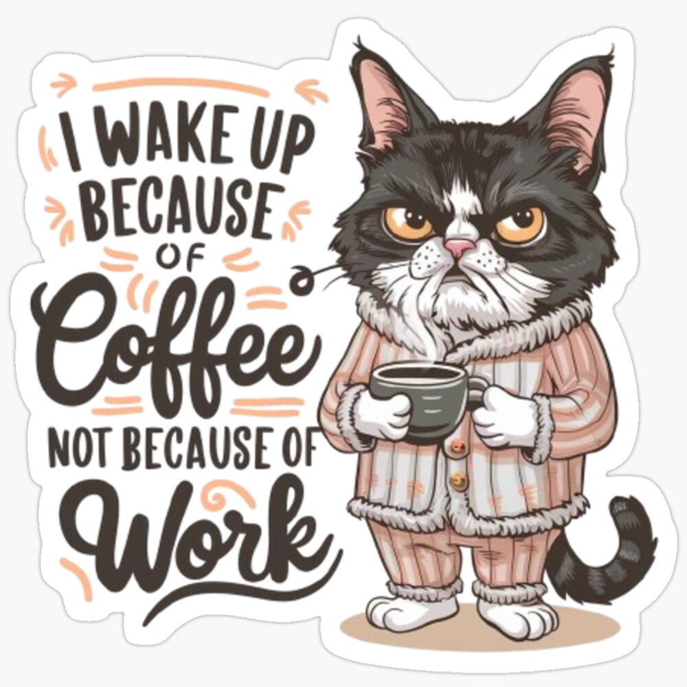 Kira Sticker - I Wake Up Because Of Coffee Not Because Of Work Gift For ...