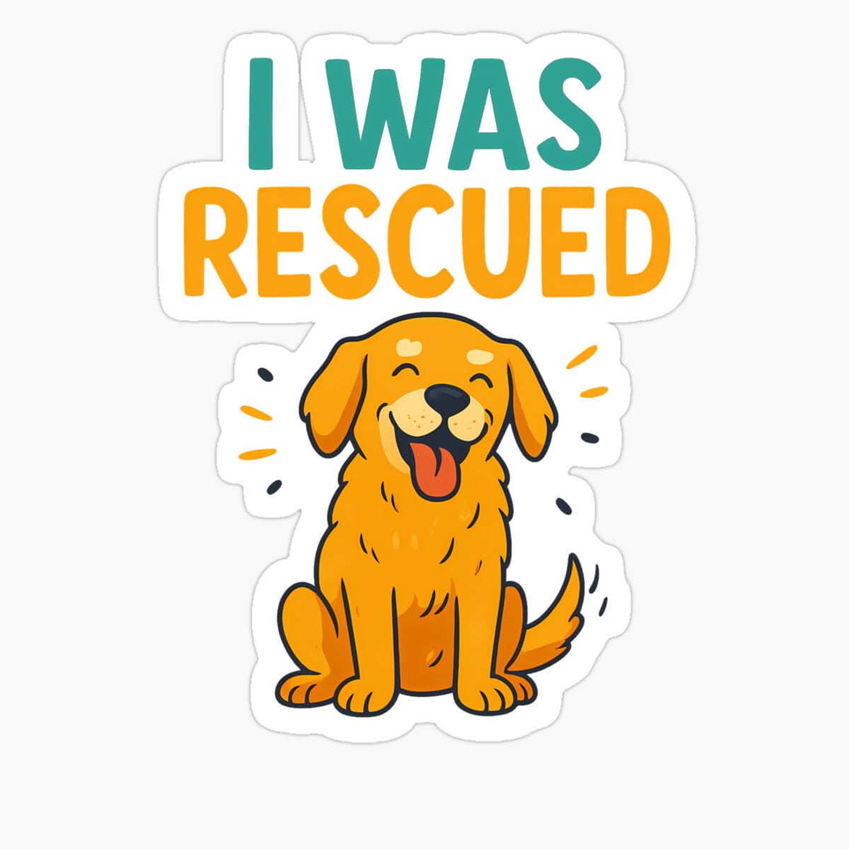 Kira Sticker - I Was Rescued Â€“ Happy Dog Pet Adoption Design Sticker ...