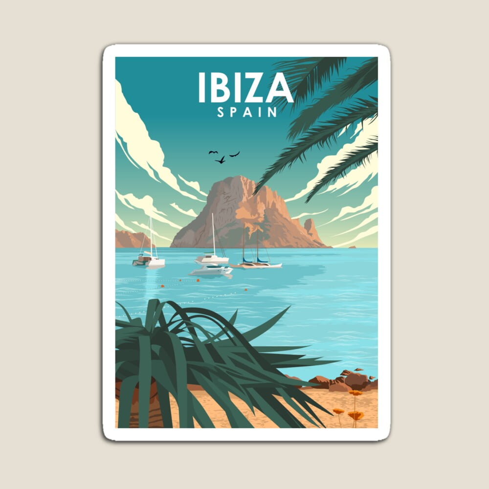 Kira Sticker With Ibiza Spain Daytime Scenic Travel Poster Decorative ...
