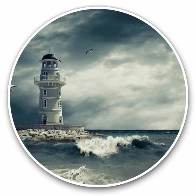 Kira Sticker With Island Lighthouse Sea Waves Storm Cool Gift ...