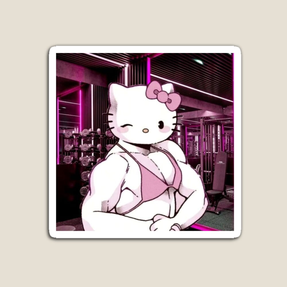 Kira Sticker With Jacked Cute Cat Kitty Gym Funny Printable Decorative ...