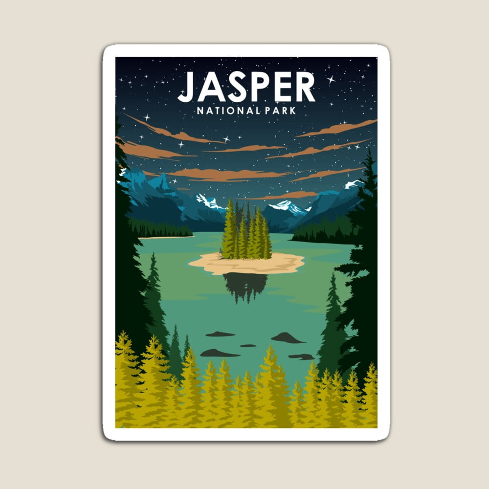 Kira Sticker With Jasper National Park Vintage Minimal Retro Travel ...