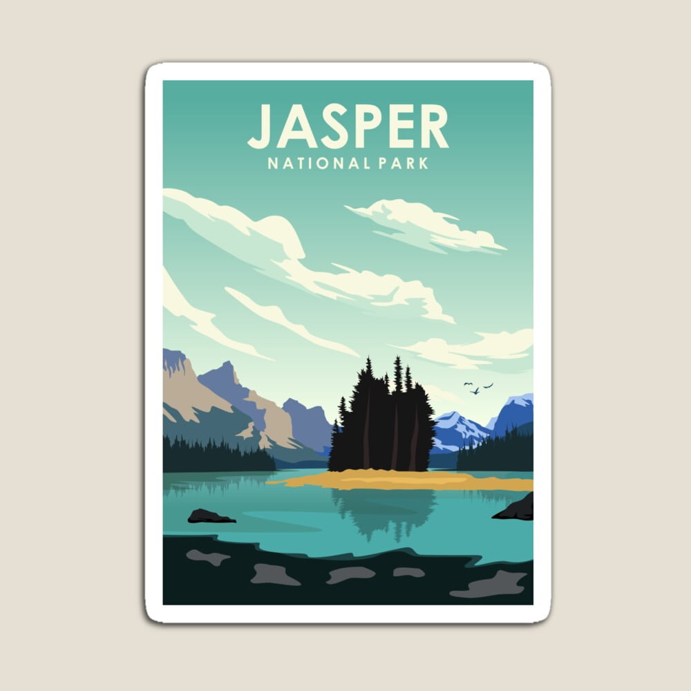 Kira Sticker With Jasper National Park Vintage Minimal Retro Travel ...