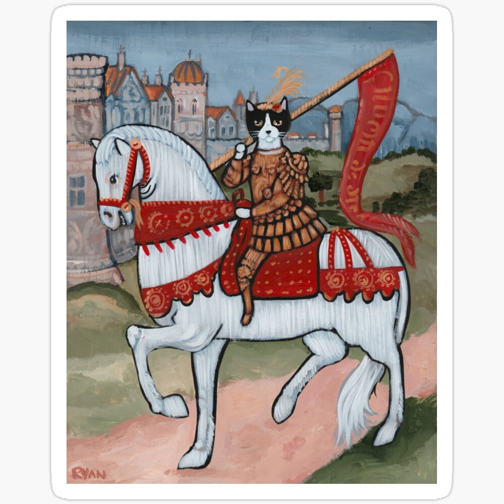 Kira Sticker - Joan Of Arc As A Cat - Phone Stickers, Waterproof Decals ...
