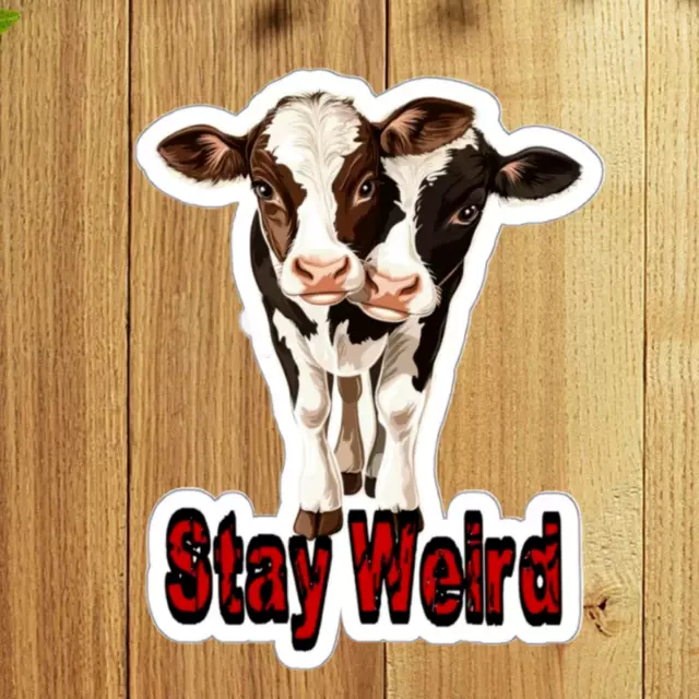 Kira Sticker With Joke Stay Weird Conjoined Baby Calf Aesthetic Stay ...