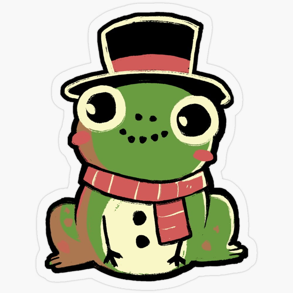 Kira Sticker With Jolly Frogs - Cute Adorable Christmas Frog Holiday ...