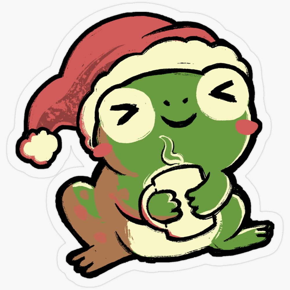 Kira Sticker With Jolly Frogs - Cute Adorable Christmas Frog Holiday ...