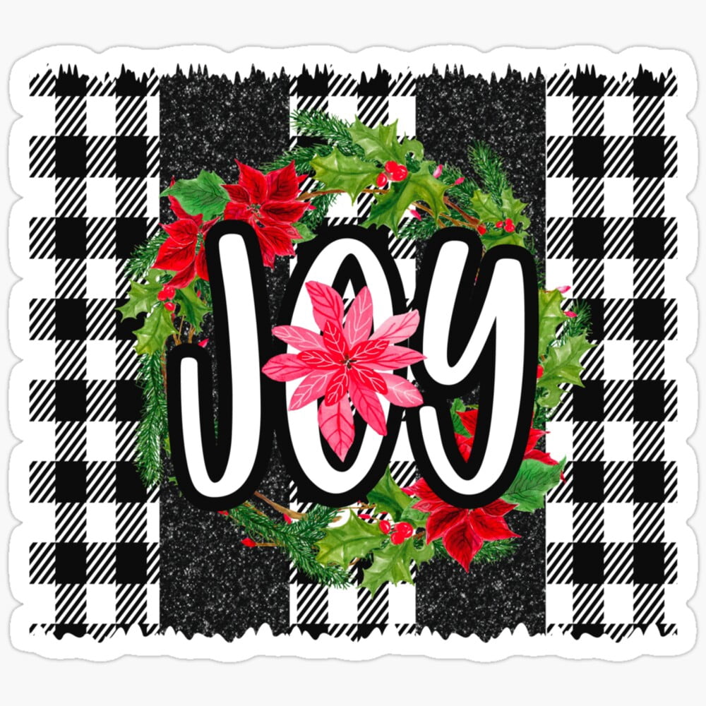 Kira Sticker - Joy Wreath Jolly Holly Nativity Cute Plaid Santa ...
