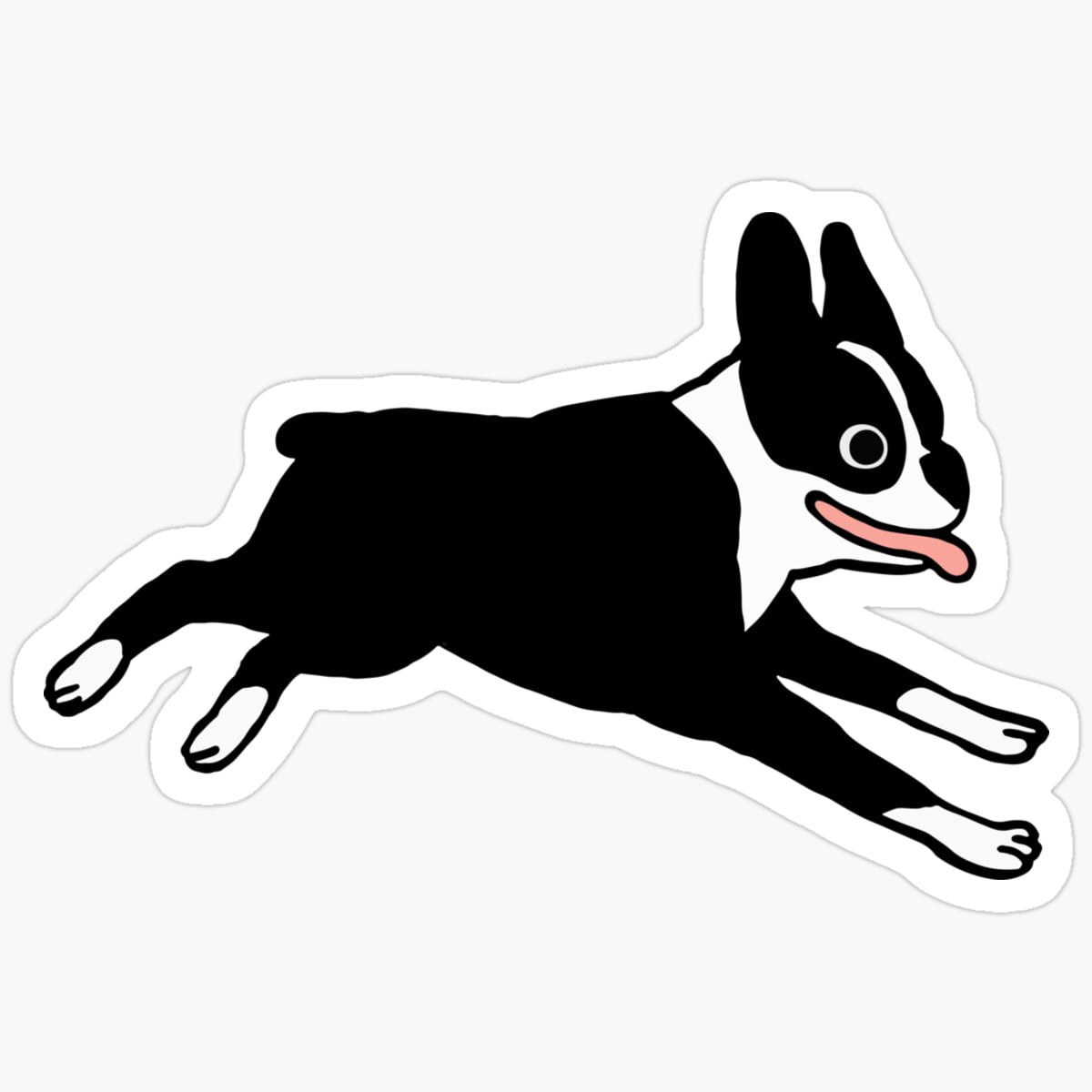 Kira Sticker - Jumping Boston Terrier Cartoon Dog Sticker, Funny ...