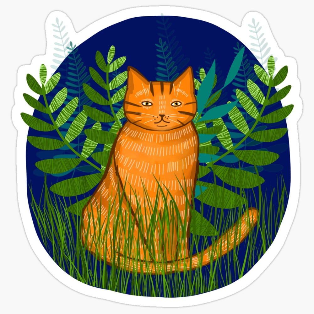 Kira Sticker - Jungle Ginger Cat - Phone Stickers, Waterproof Decals ...
