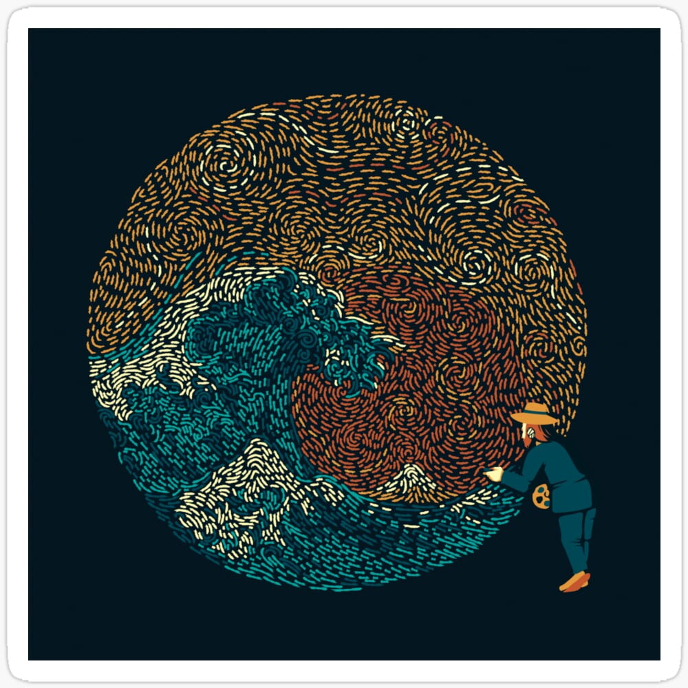 Kira Sticker - Kanagawa Wave Starry Night Sticker - Walmart.com