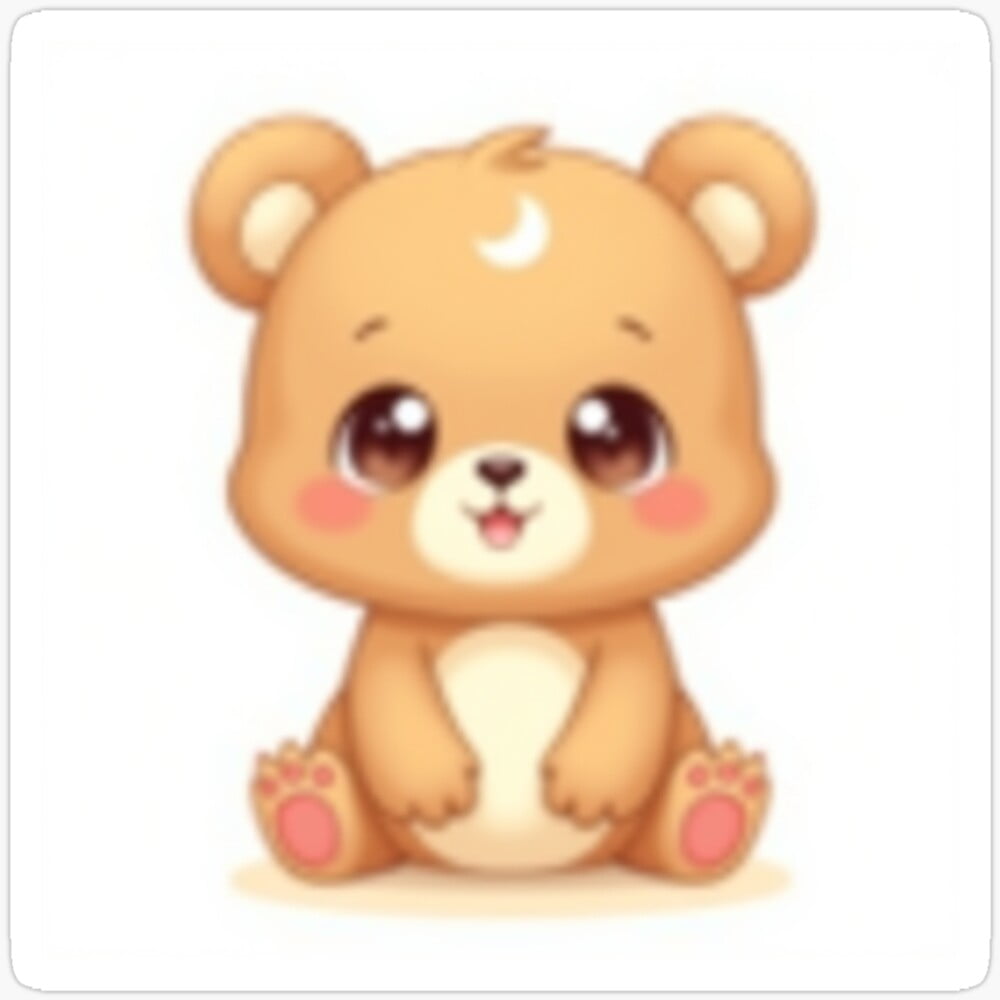 Kira Sticker - Kawaii Crescent Moon Bear - Cute Chibi Teddy Design Gift ...