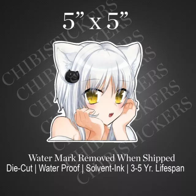 Kira Sticker With Kiity Cat Anime Eyes Meow Cute Chibi Vinyl Waterproof ...