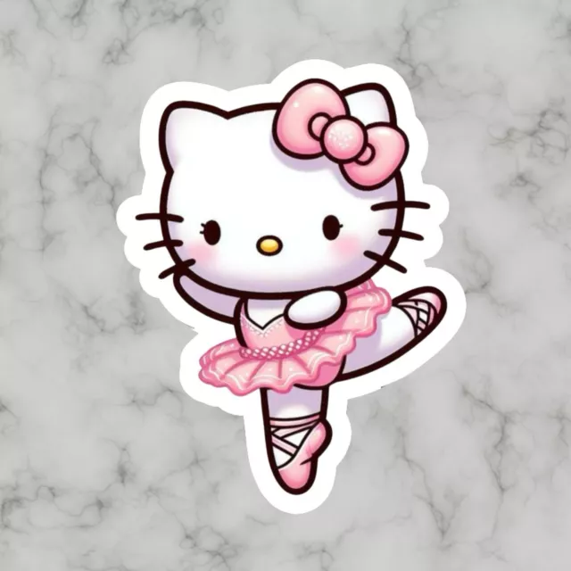 Kira Sticker With Kitty Cat, Ballet Dancer Cute Fun Pink Adorable ...