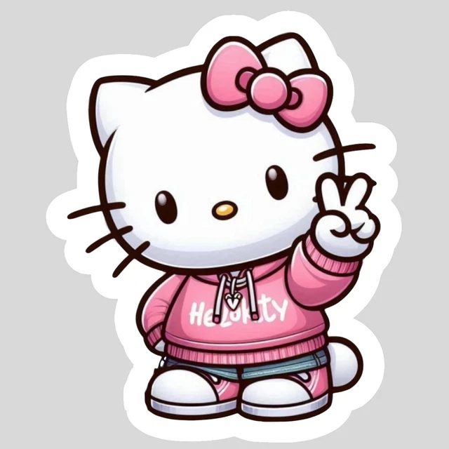 Kira Sticker With Kitty Cat, Kawaii Cute Fun Hello Adorable Glossy ...