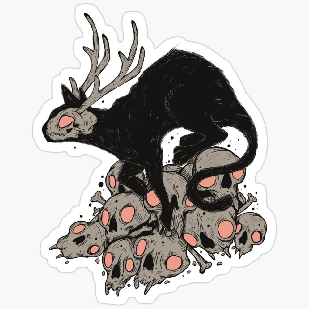 Kira Sticker - Kitty Demon Skull - Phone Stickers, Waterproof Decals ...