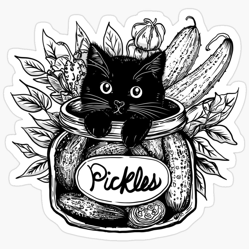 Kira Sticker - Kitty In A Pickle Jar - Phone Stickers, Waterproof ...