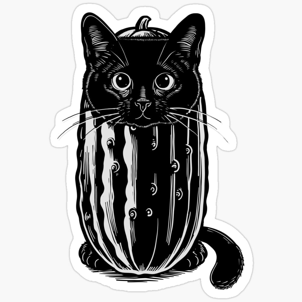 Kira Sticker - Kitty In A Pickle - Phone Stickers, Waterproof Decals ...
