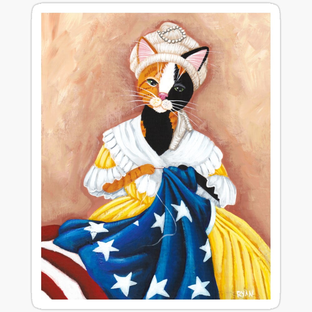 Kira Sticker - Kitty Ross Sewing The American Flag - Phone Stickers ...