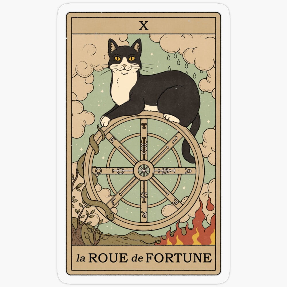 Kira Sticker With La Roue De Fortune - Tarot Des Chats Decorative ...